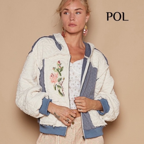 POL | Jackets & Coats | Pol 385 Pol Quilted Jacket With Flower ...